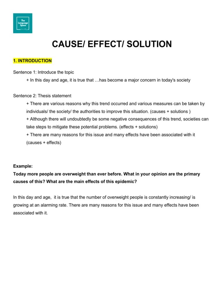Causes Effects Solution 1 Pdf Obesity Sedentary Lifestyle