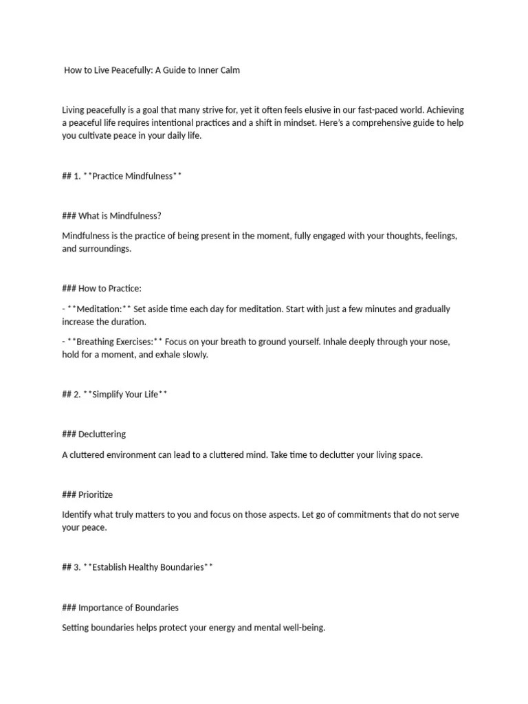 How To Live Peacefully | PDF | Mindfulness | Gratitude