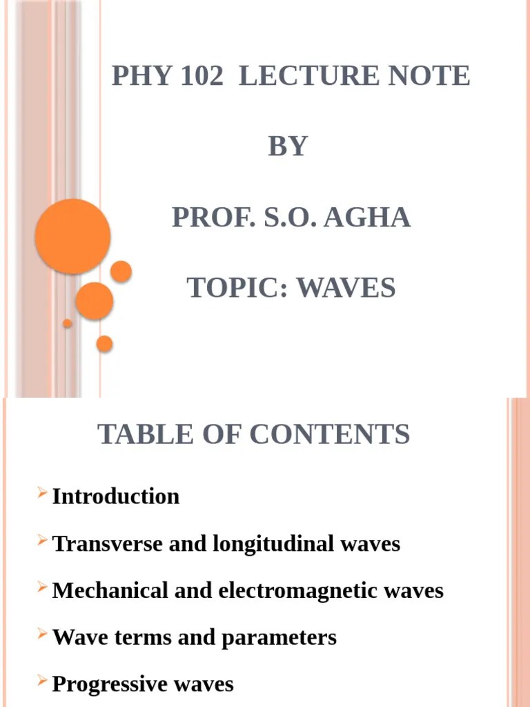 Phy 102 Lecture Note Pdf Waves Electromagnetic Radiation