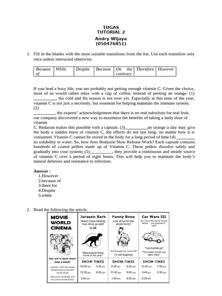 Tugas Tutorial 2 Pdf Vitamin Vitamin C