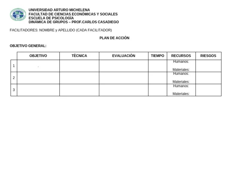 Formato De Plan De Acción 1 Pdf