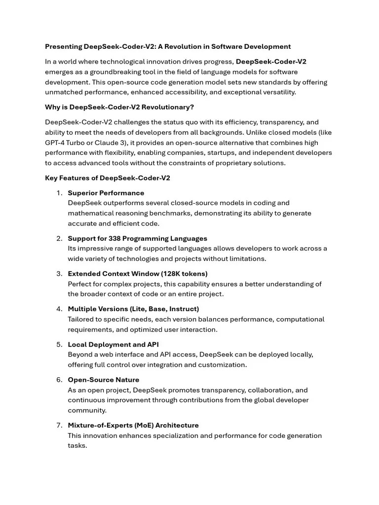 Deepseek Coder V2 Open Source Revolution Pdf Software Computer