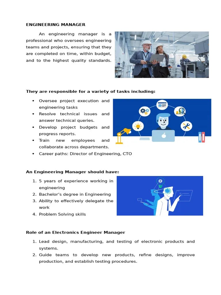Role And Responsibilities Of Engineering Managers Pdf