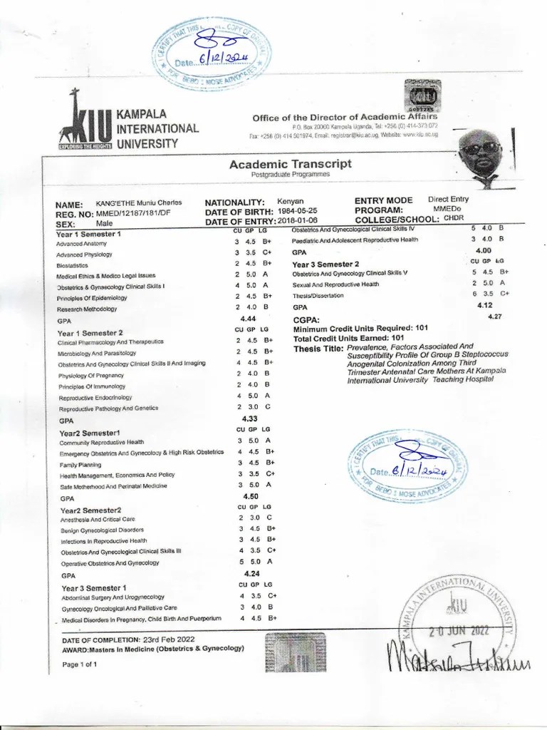 Charles Academic Transcript Pdf