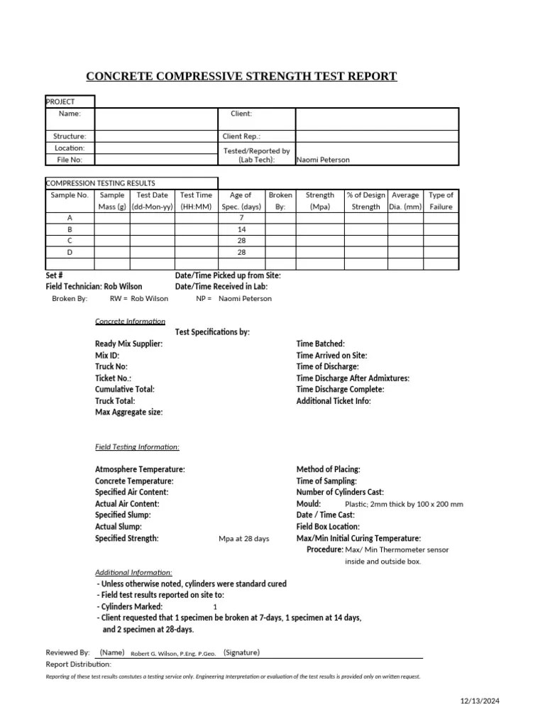 M35 Concrete Strength Test Report Pdf Concrete Structural Engineering