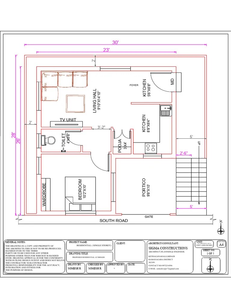 Single Storey 1bhk Floor Plan Pdf