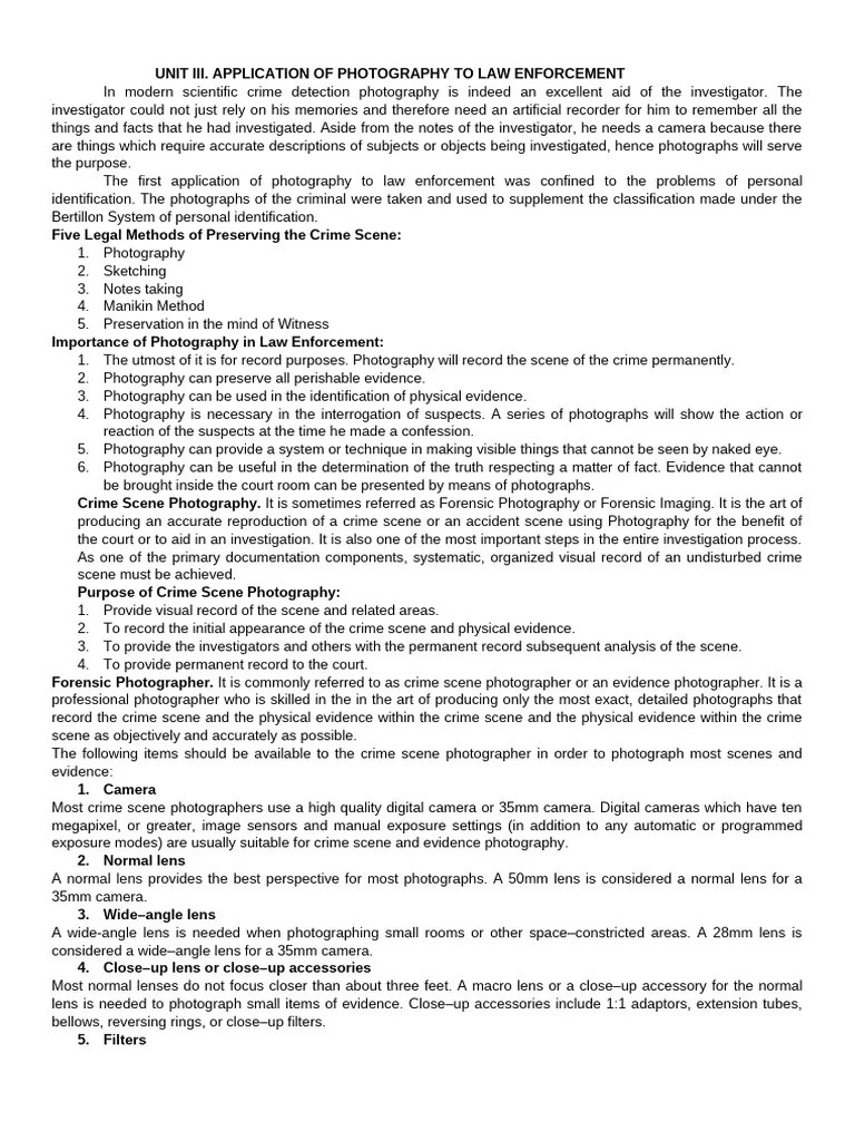 For 1 Final Module Pdf Crime Scene Camera Lens