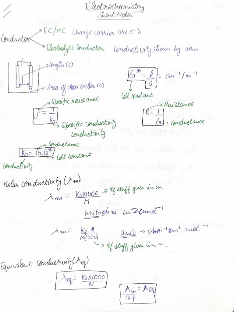 Electrochemistry Short Notes Pdf