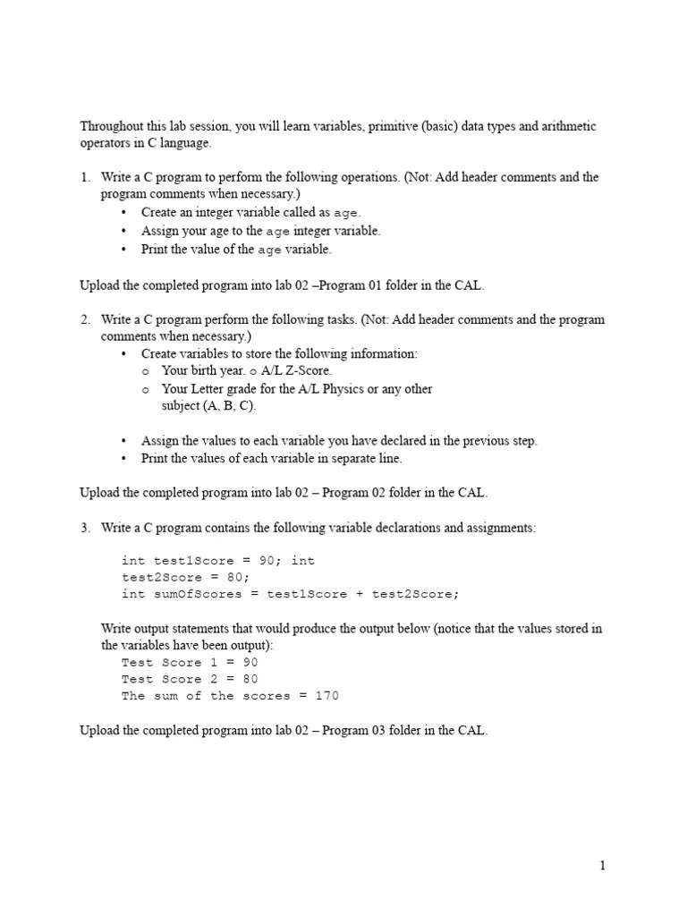 Lab 02 Pdf Computer Program Programming