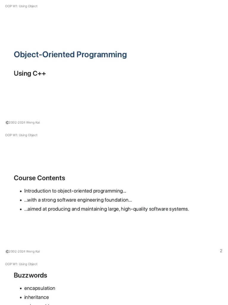 1 Using Object Pdf C Object Oriented Programming