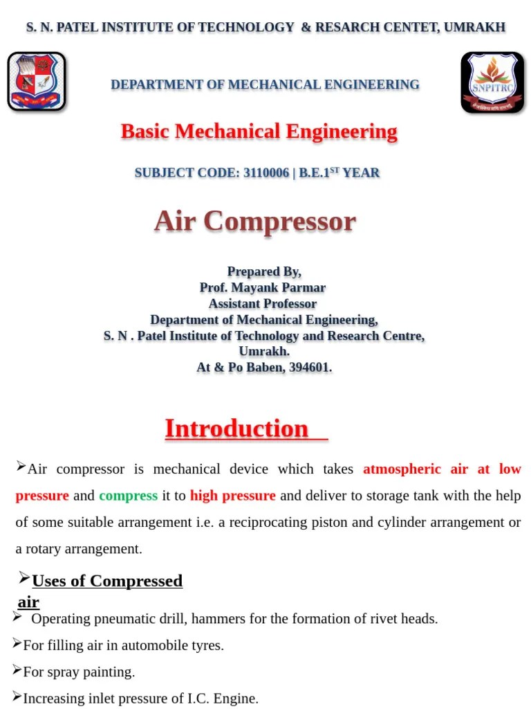 Air Compressor Pdf Pump Gases