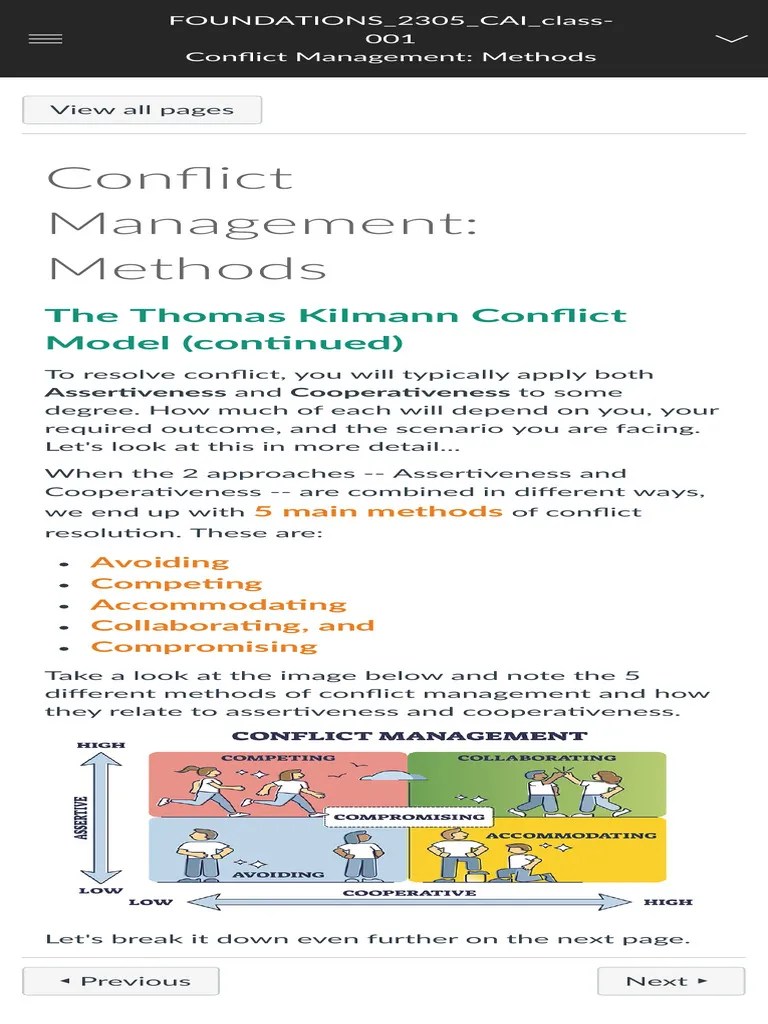 Conflict Management Methods Alx Foundations Pdf