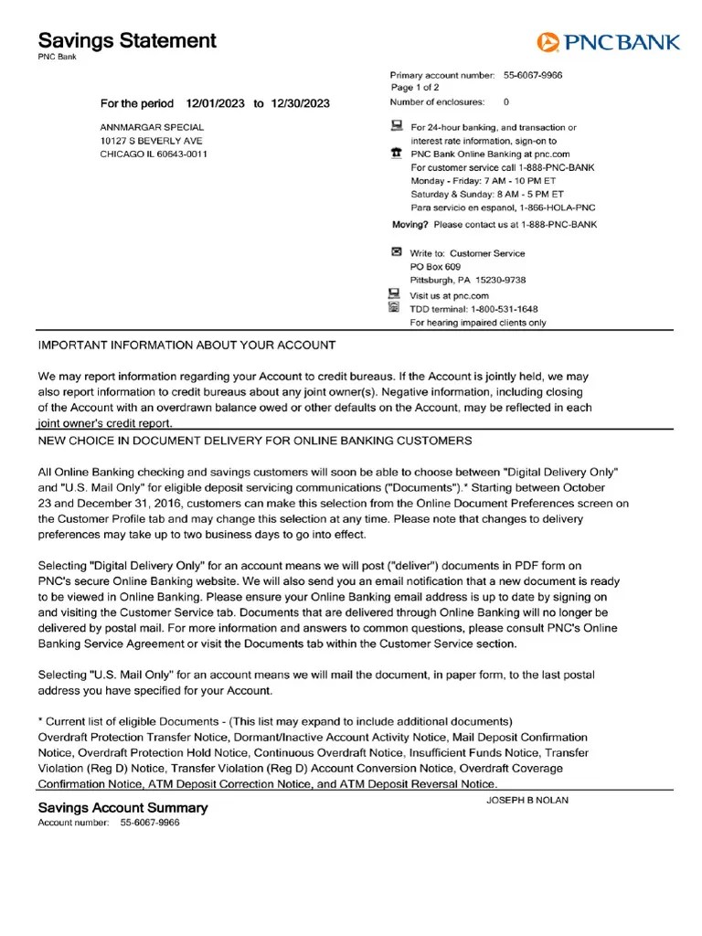 Pnc Statement (1) (1) | PDF | Overdraft | Online Banking