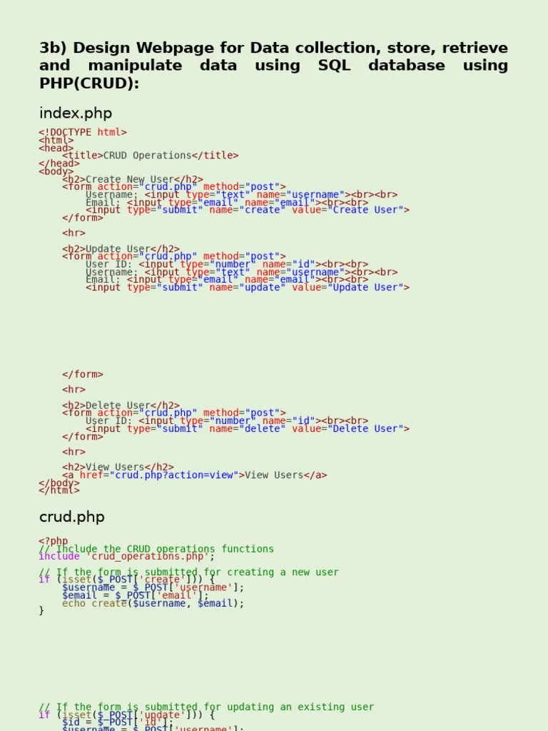 3b Database Connection Crud Pdf Sql Databases