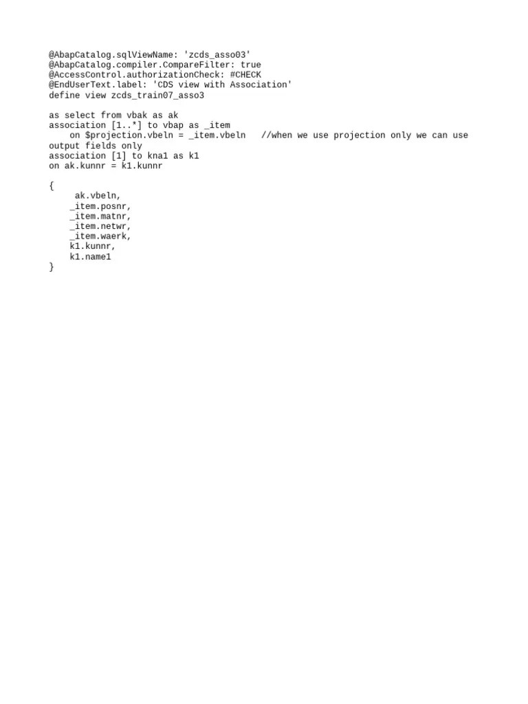 Cds View With Associations In Abap Pdf