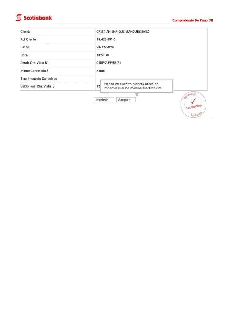 Comprobante De Pago Sii Pdf