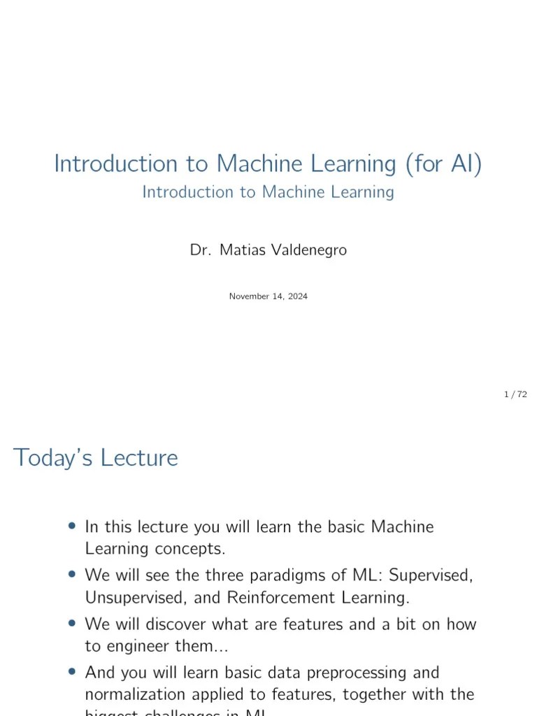 Lecture2 Introduction Ml Pdf Machine Learning Principal Component