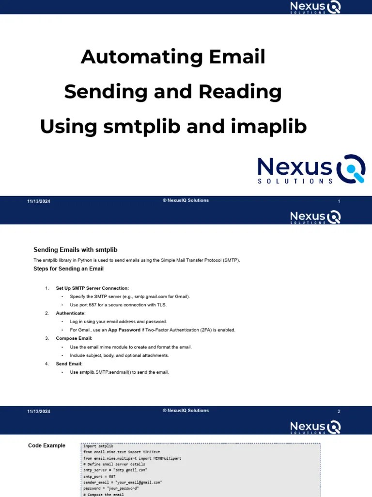 Automating Email Sending And Reading Using Smtplib And Imaplib Pdf