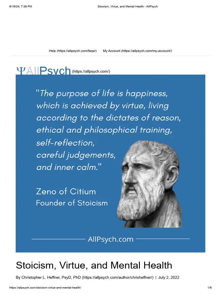 Stoicism Virtue And Mental Health Allpsych Pdf Stoicism Virtue