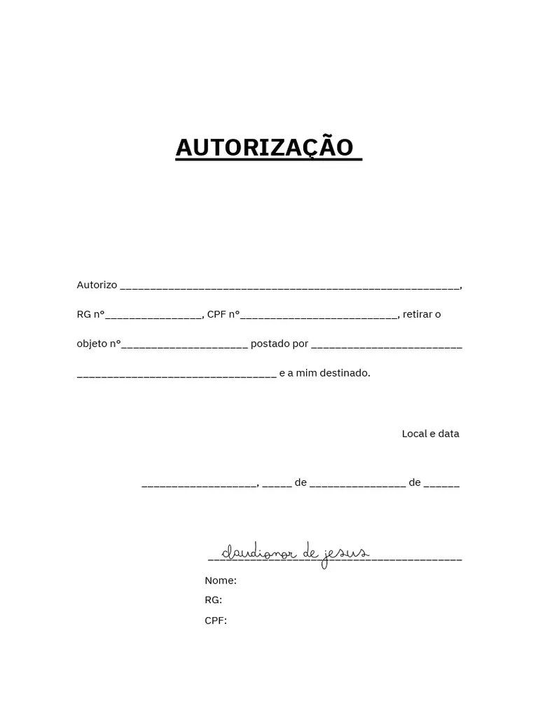 Autorizacao Retirada Correios Pdf Pdf