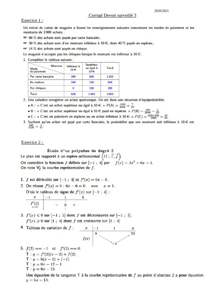 Corrigé Devoir 3 Pdf