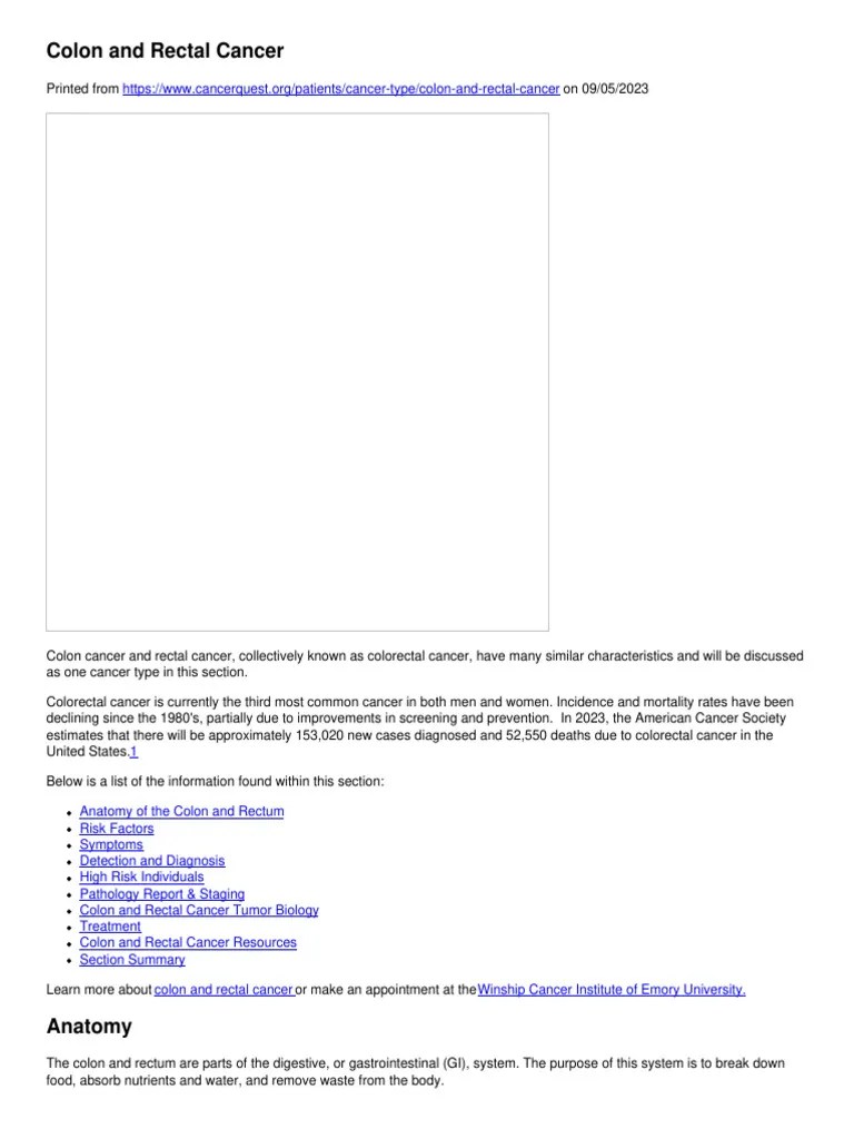 Colon And Rectal Cancer Pdf Colorectal Cancer Cancer