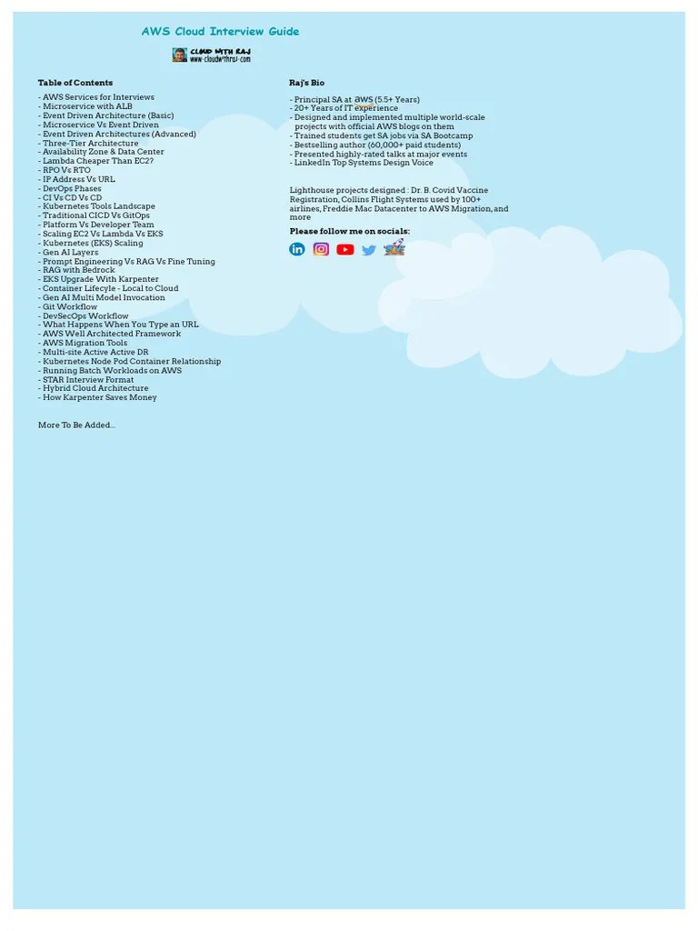 Aws Cloud Interview Prep Guide Pdf Disaster Recovery Databases