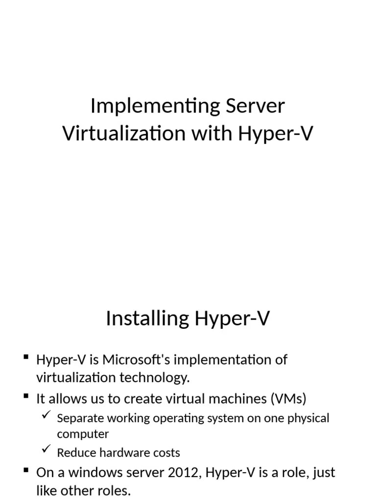 12 Implementing Server Virtualization With Hyper V Pdf Hyper V