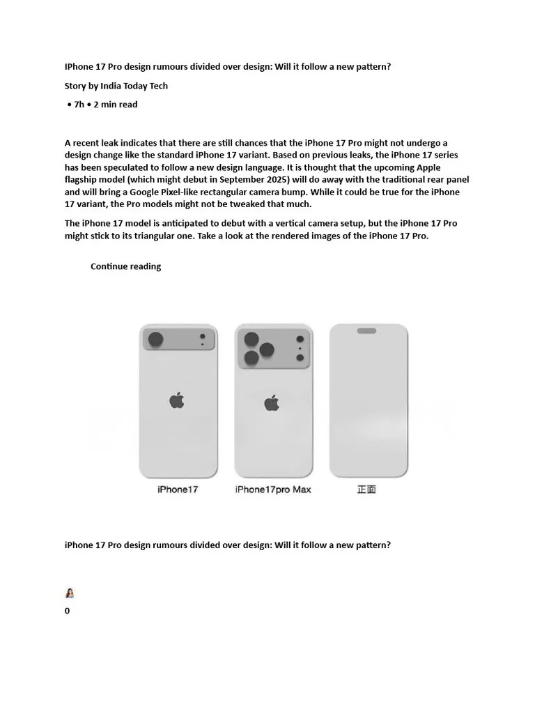IPhone 17 Pro Design Rumours Divided Over Design | PDF | I Phone ...