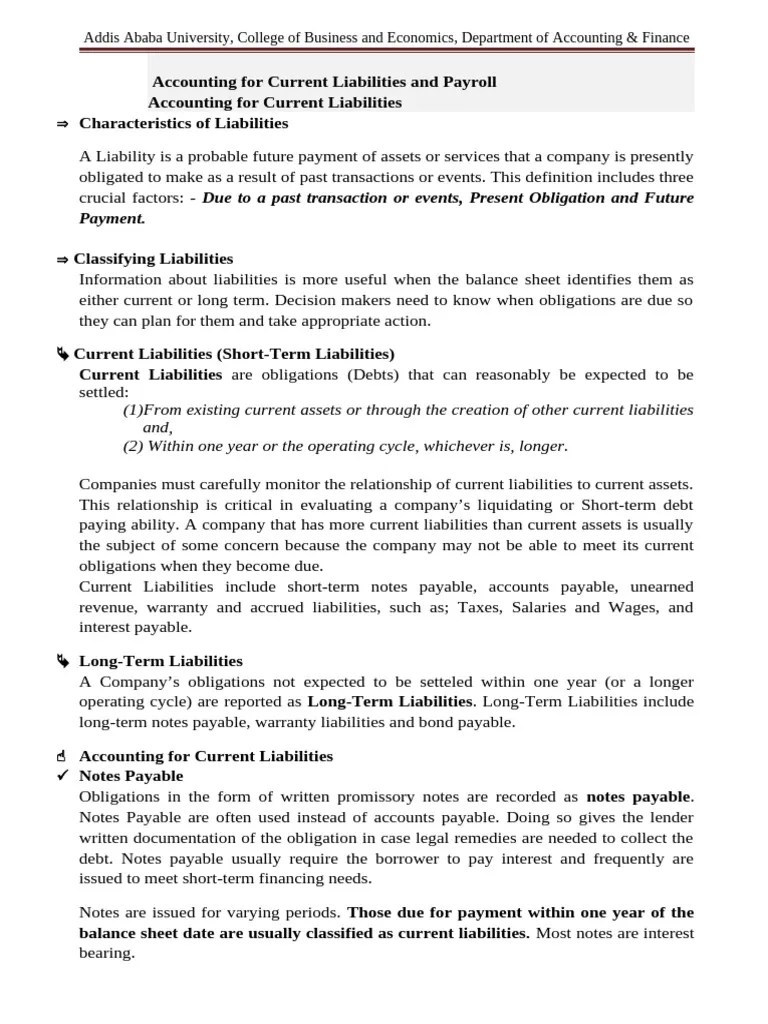 Current Liabilities And Payroll Accounting Pdf Payroll Payroll Tax