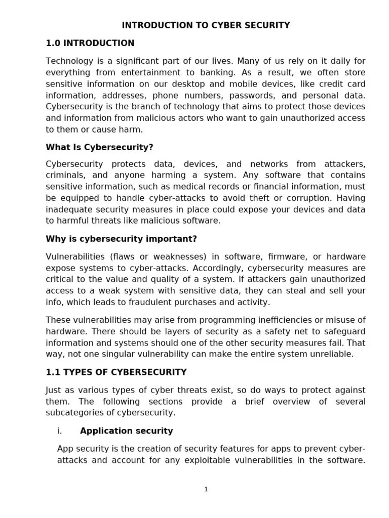 Cybersecurity Note Pdf Security Computer Security