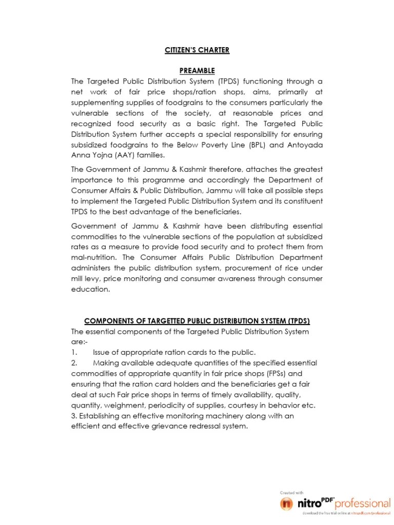 Citizen Charter Pdf