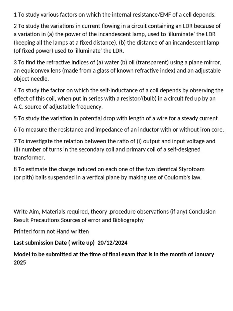 Physics Project 2024 25 Class 12 Pdf