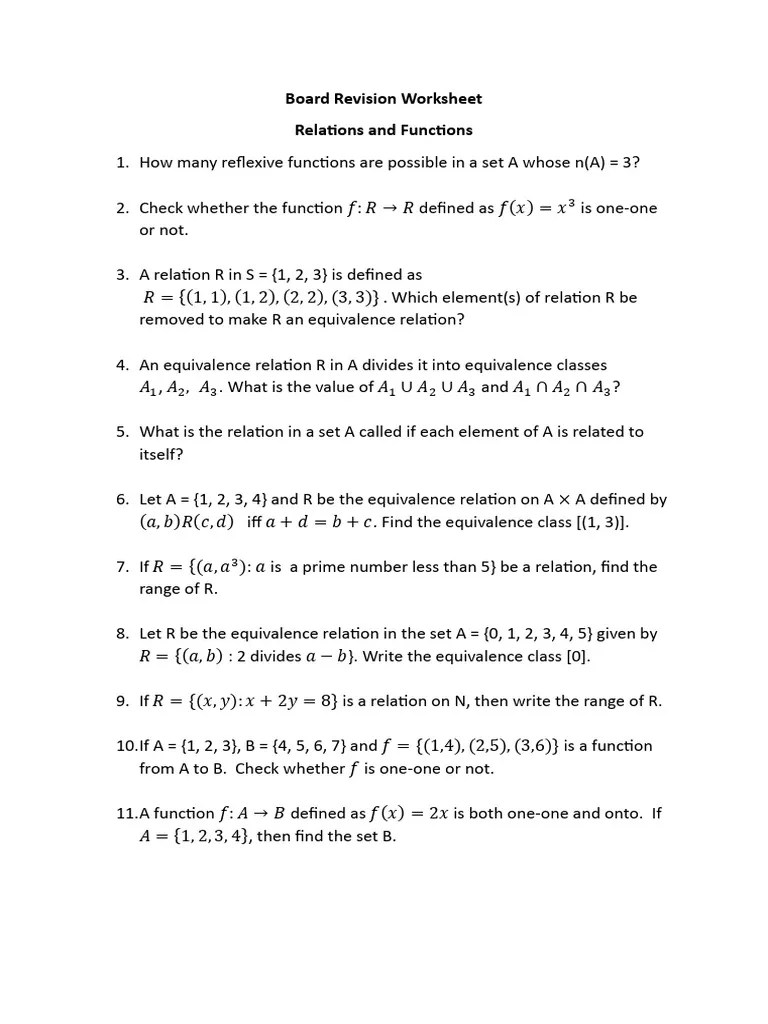 Relations And Functions Pdf Mathematical Objects Mathematical