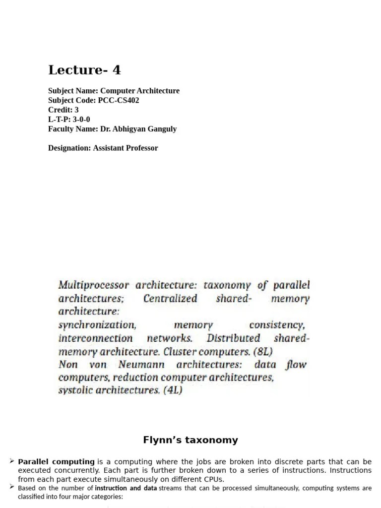 Overview Of Computer Architecture Types Pdf Computer Cluster