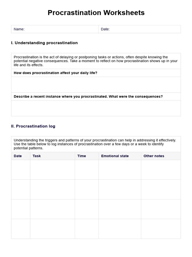 Worksheet 6 Pdf Professional Skills Procrastination