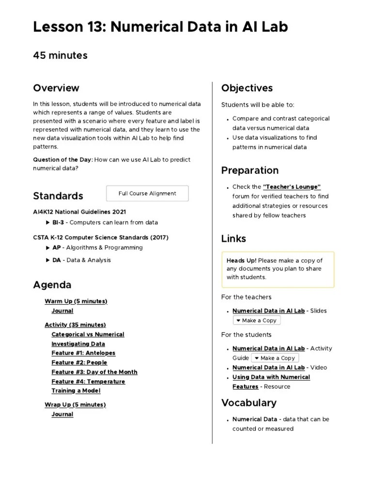 Numerical Data In Ai Lab Pdf Artificial Intelligence Intelligence