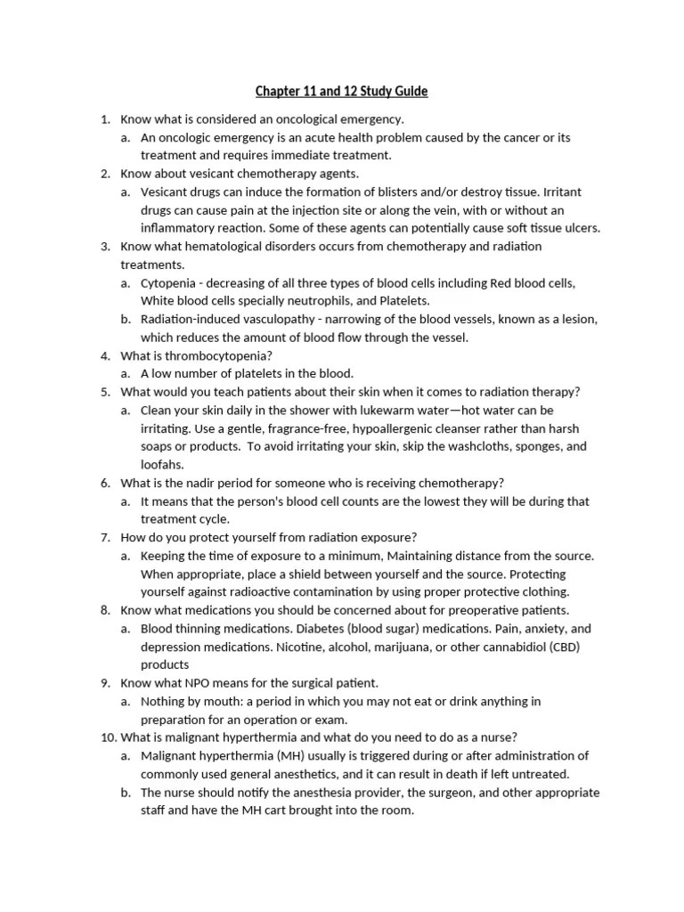 Chapter 11 And 12 Study Guide Pdf Surgery Chemotherapy