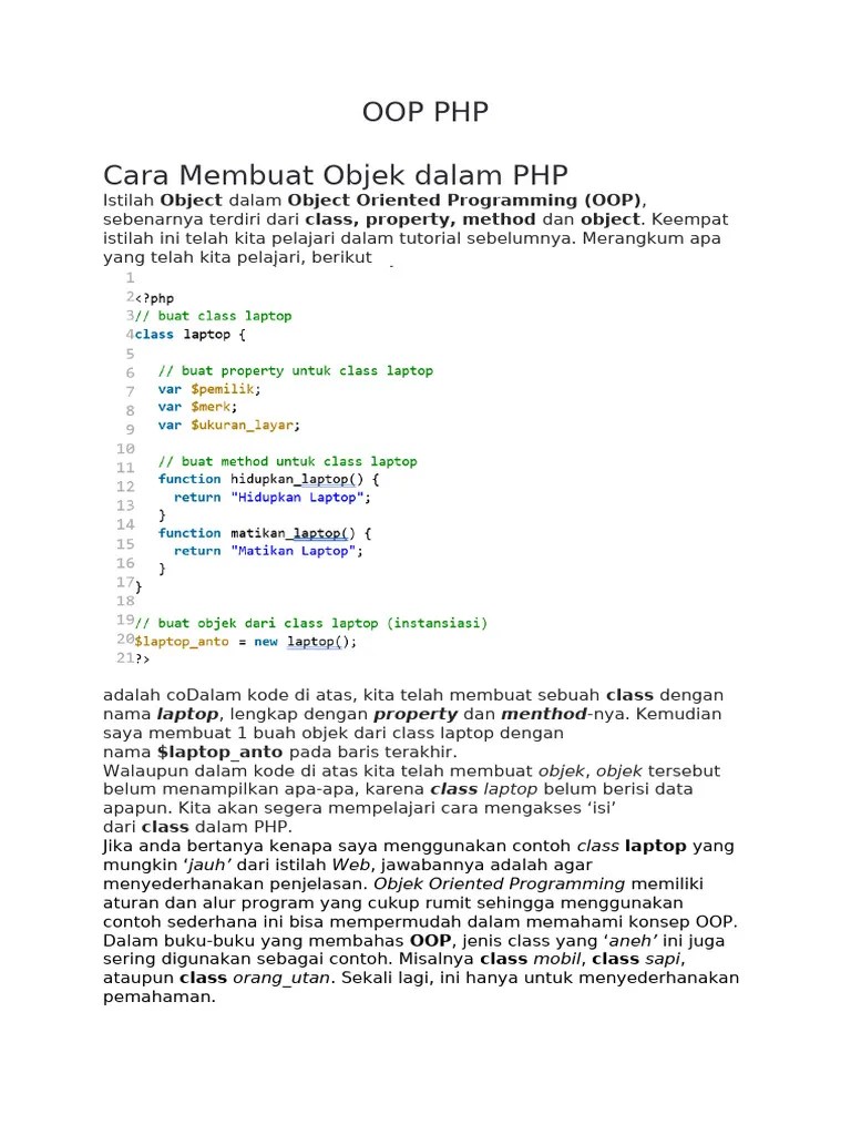 Panduan Oop Php Membuat Dan Mengakses Objek Pdf