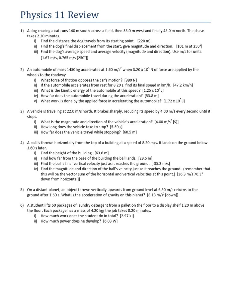 Physics Final Exam Review 2 Pdf Force Friction