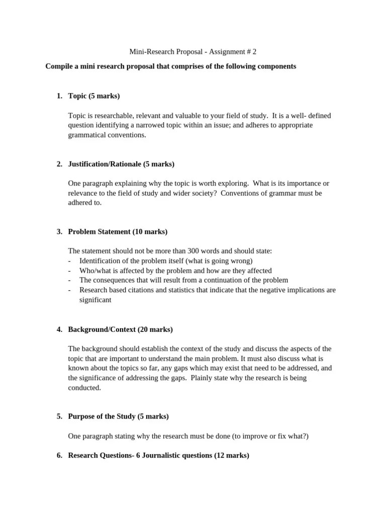 Mini Research Proposal Assignment Pdf Theory Methodology