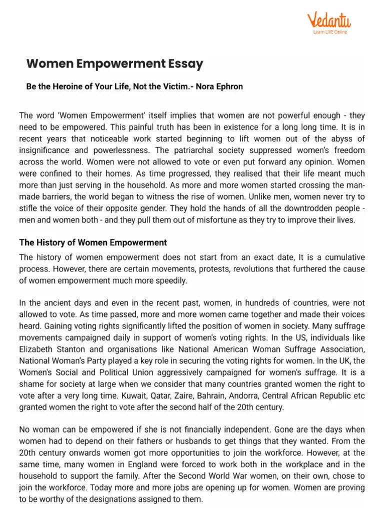 Women Empowerment Essay | PDF
