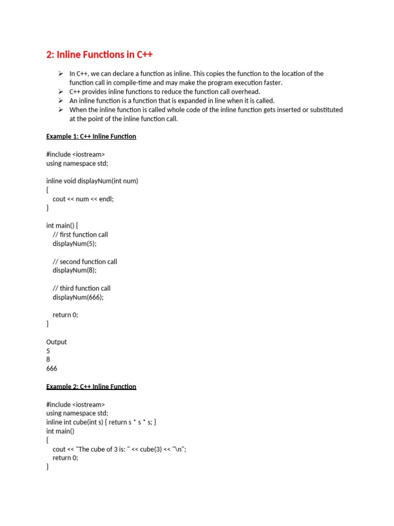 Exp 2 Inline Functions Pdf