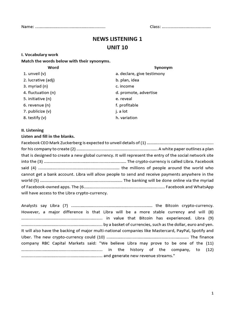 News Listening Vocabulary Insights Pdf Facebook