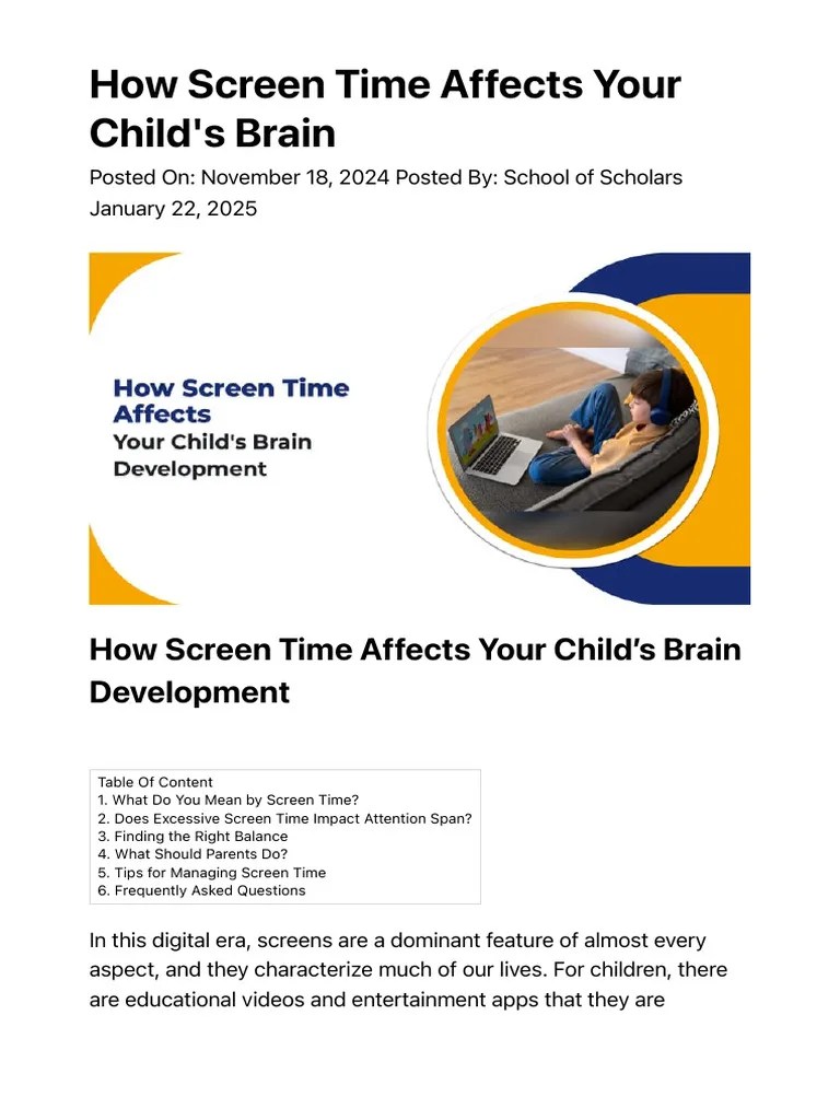 How Screen Time Affects Your Child S Brain Pdf Thought Cognitive