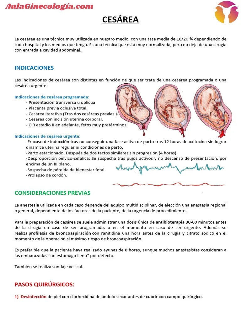 Indicación Y Proceso De Cesárea Pdf Seccion De Cesárea Parto