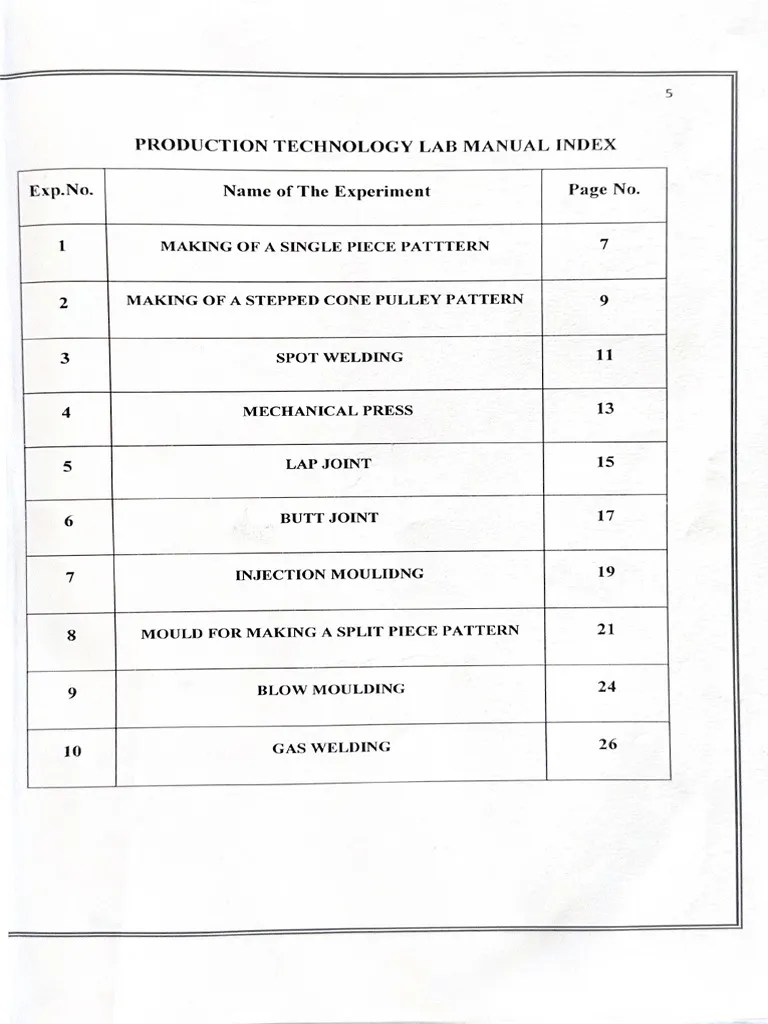 Manufacturing Process Lab Pdf