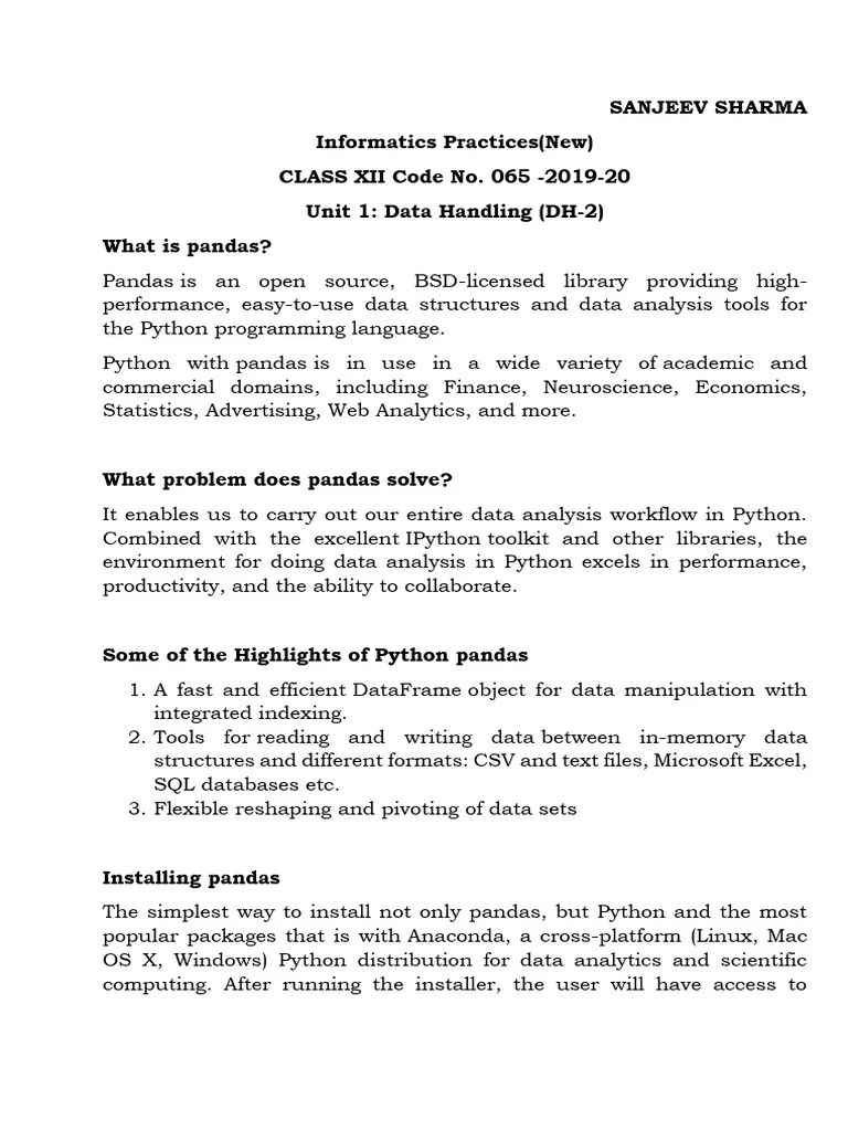 Python Pandas Pdf Data Computing
