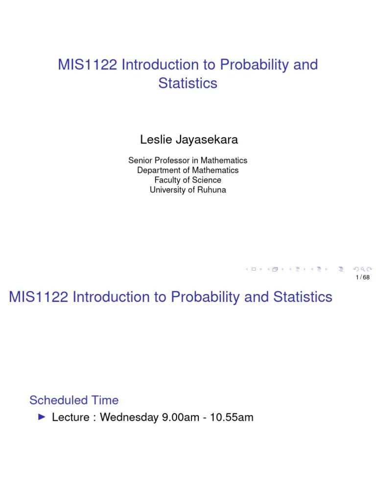 Introduction To Probability Statistics Pdf Probability