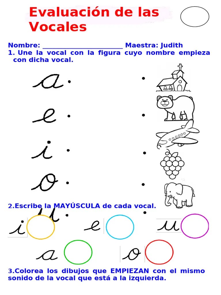 Evaluación De Vocales Para Niños Pdf